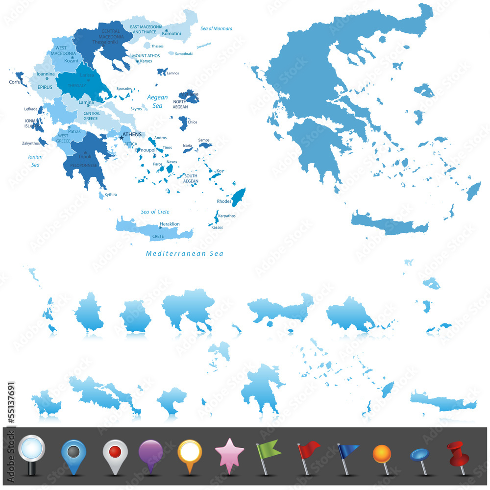 Greece -highly detailed map.Layers used. Stock Vector | Adobe Stock