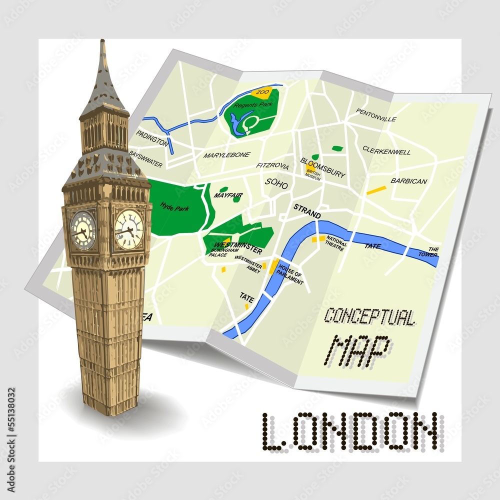 Conceptual tourist map of London Stock Vector | Adobe Stock