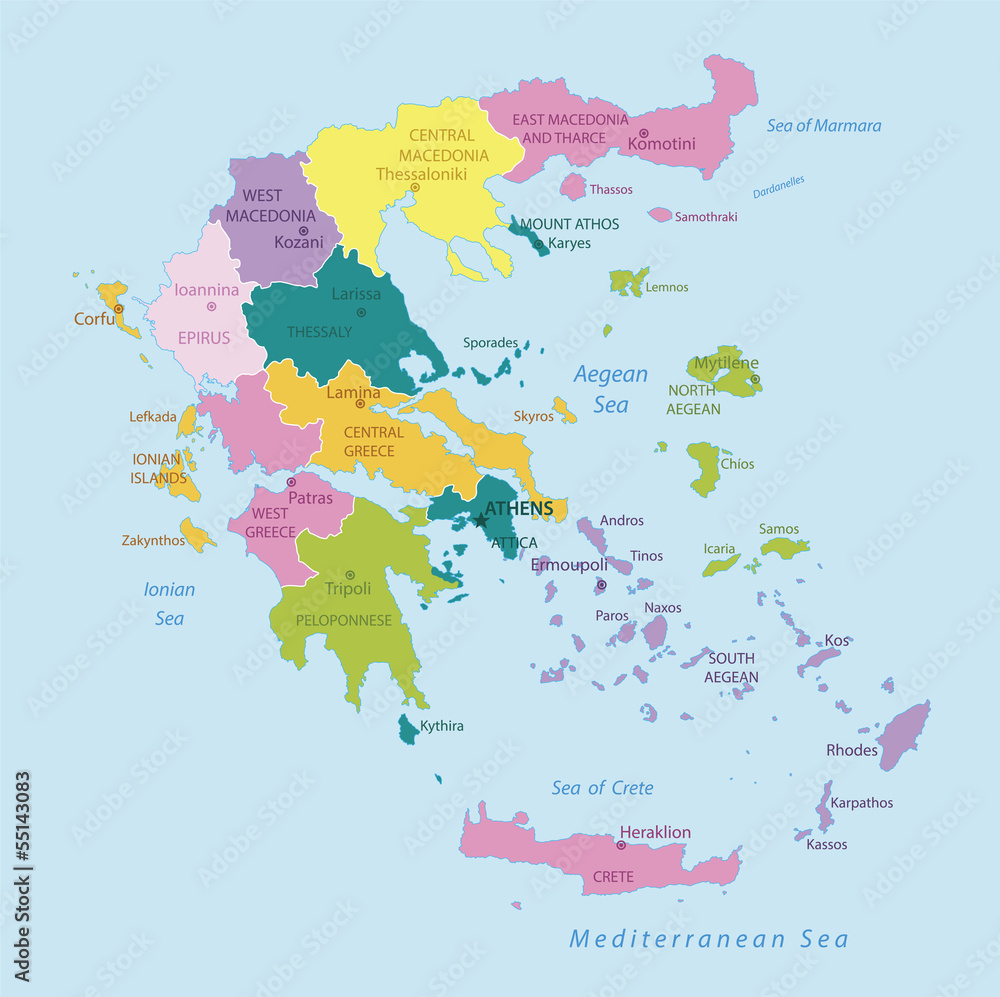 Greece -highly detailed map.Layers used. Stock Vector | Adobe Stock