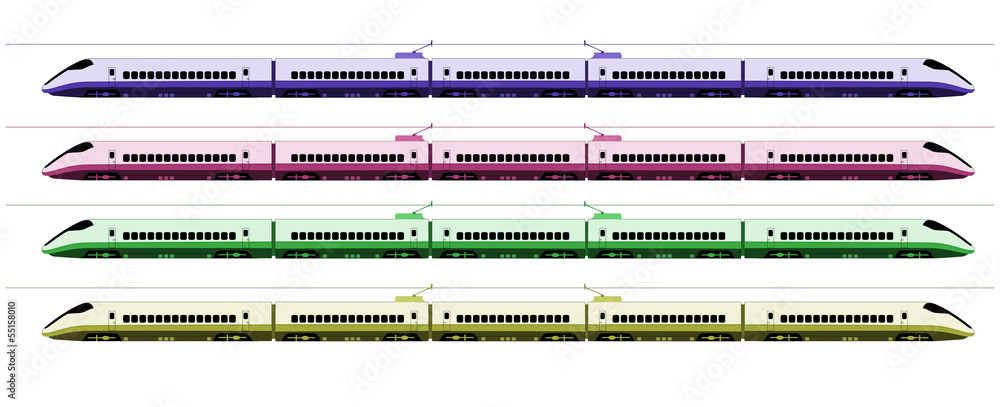 Shinkansen bullet train at Japan railway colors 2 Stock Illustration ...