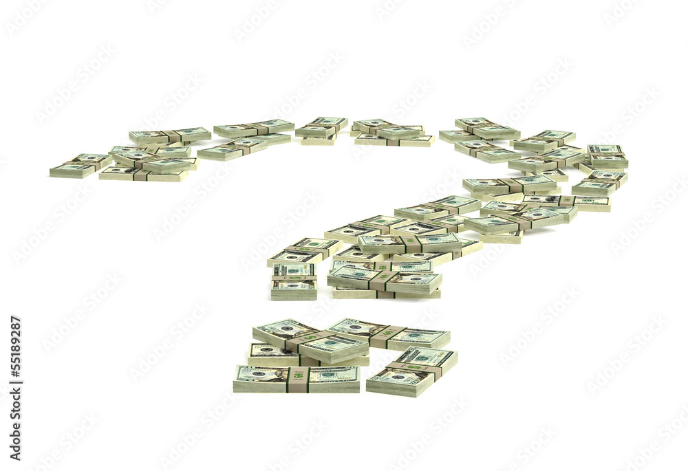 Question mark made from Dollar bills ilustração do Stock | Adobe Stock