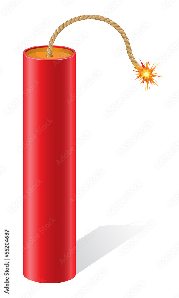 explosive dynamite with a burning fuse vector illustration Stock Vector ...