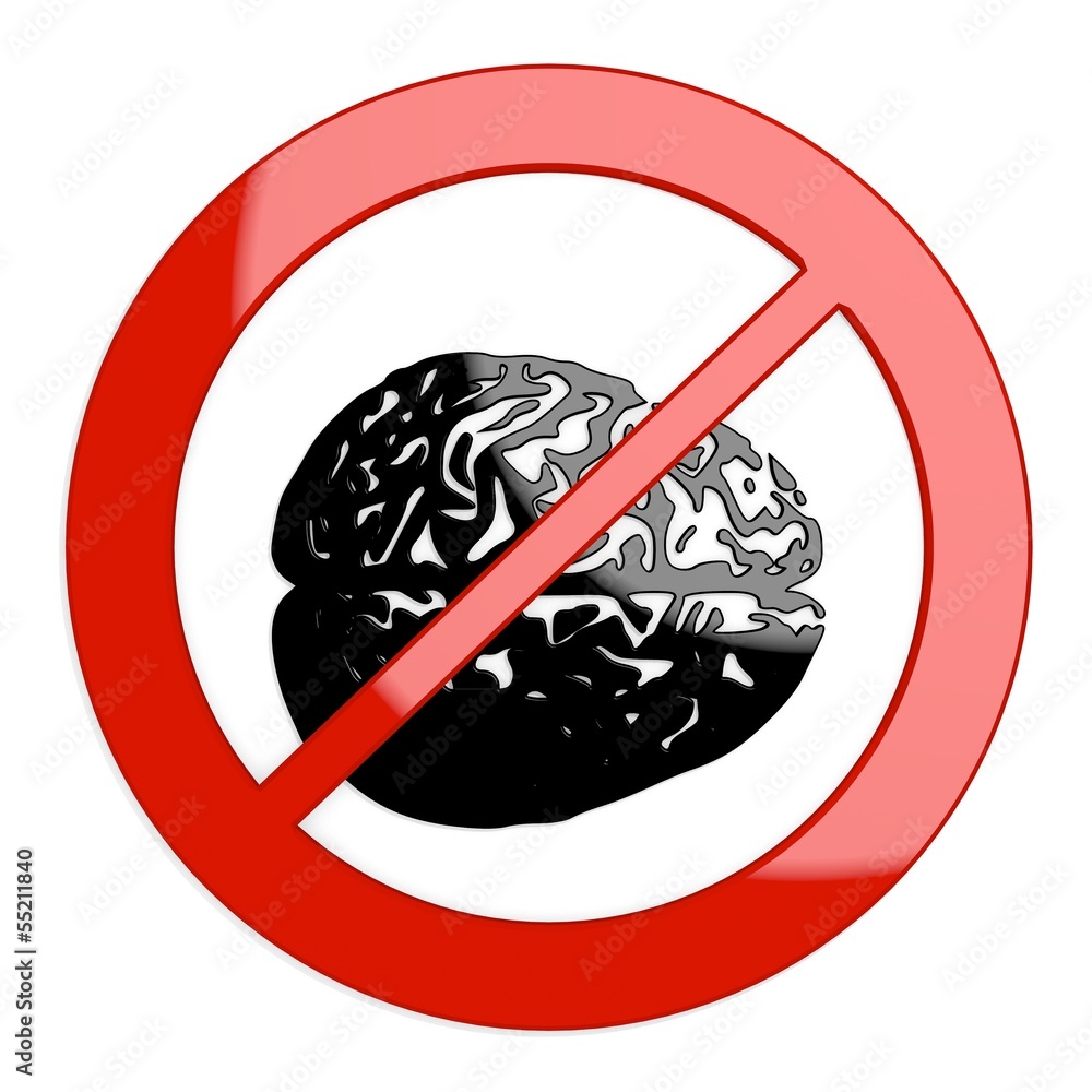 3d graphic of a restricted brain sign not allowed Stock Illustration ...
