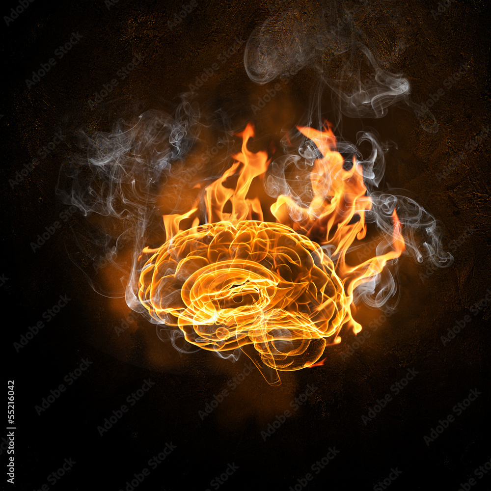 Human brain in fire Stock Photo | Adobe Stock