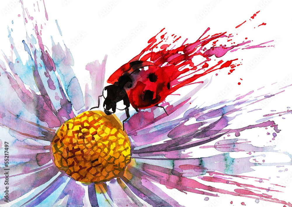 Ilustracja Stock: ladybug on flower | Adobe Stock
