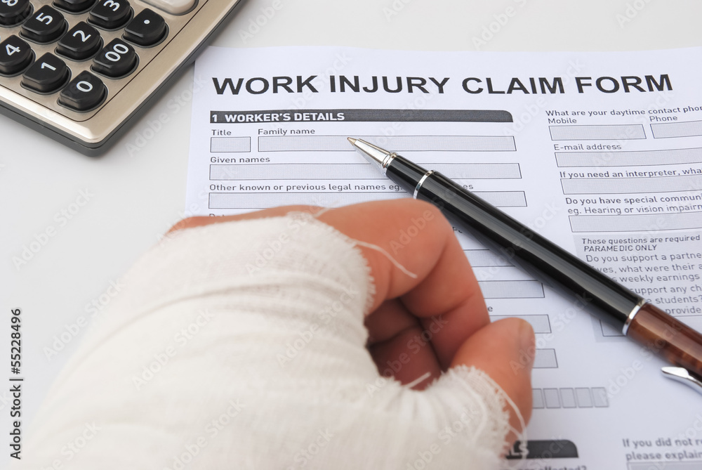 hurted hand and work injury claim form Stock Photo | Adobe Stock