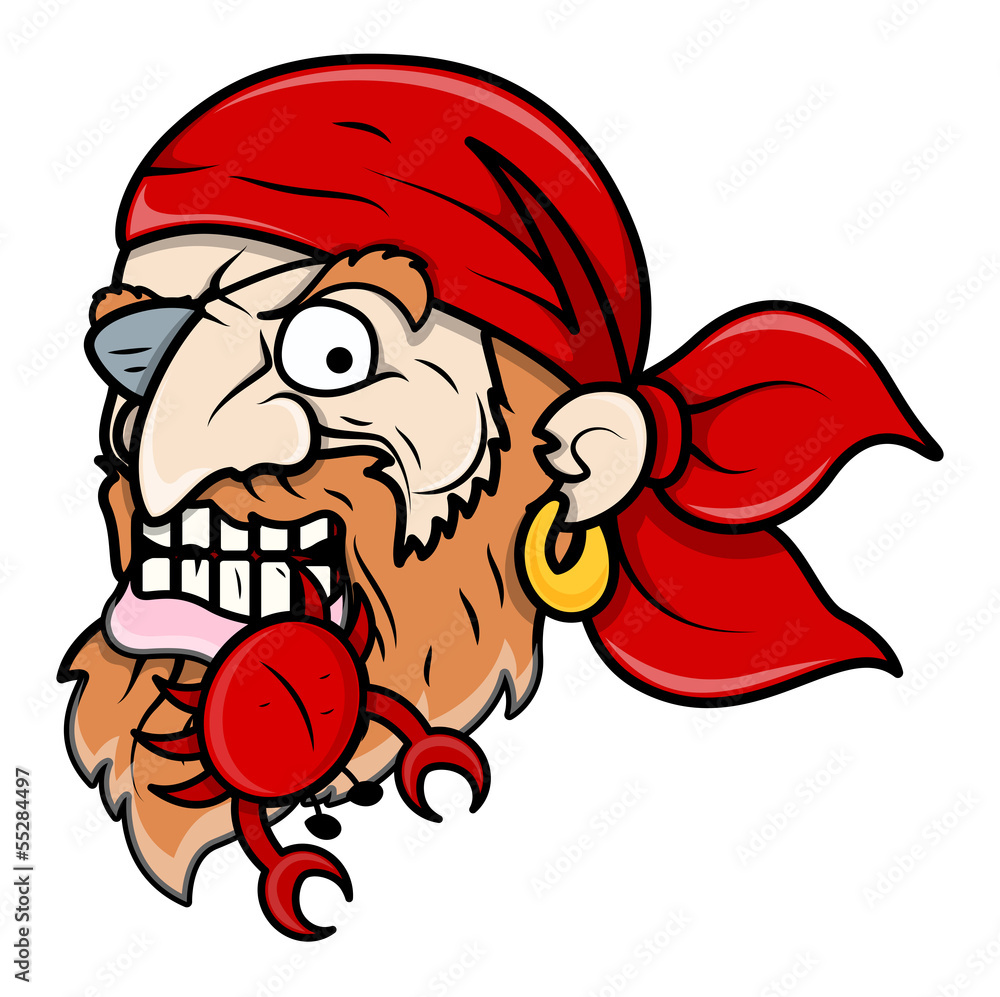Pirate Eating Crab - Vector Cartoon Illustration Stock Vector | Adobe Stock