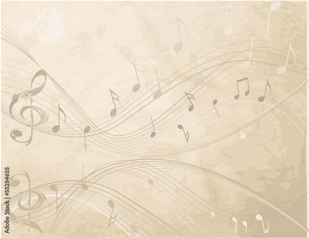 Vintage background with Music notes Stock Vector | Adobe Stock