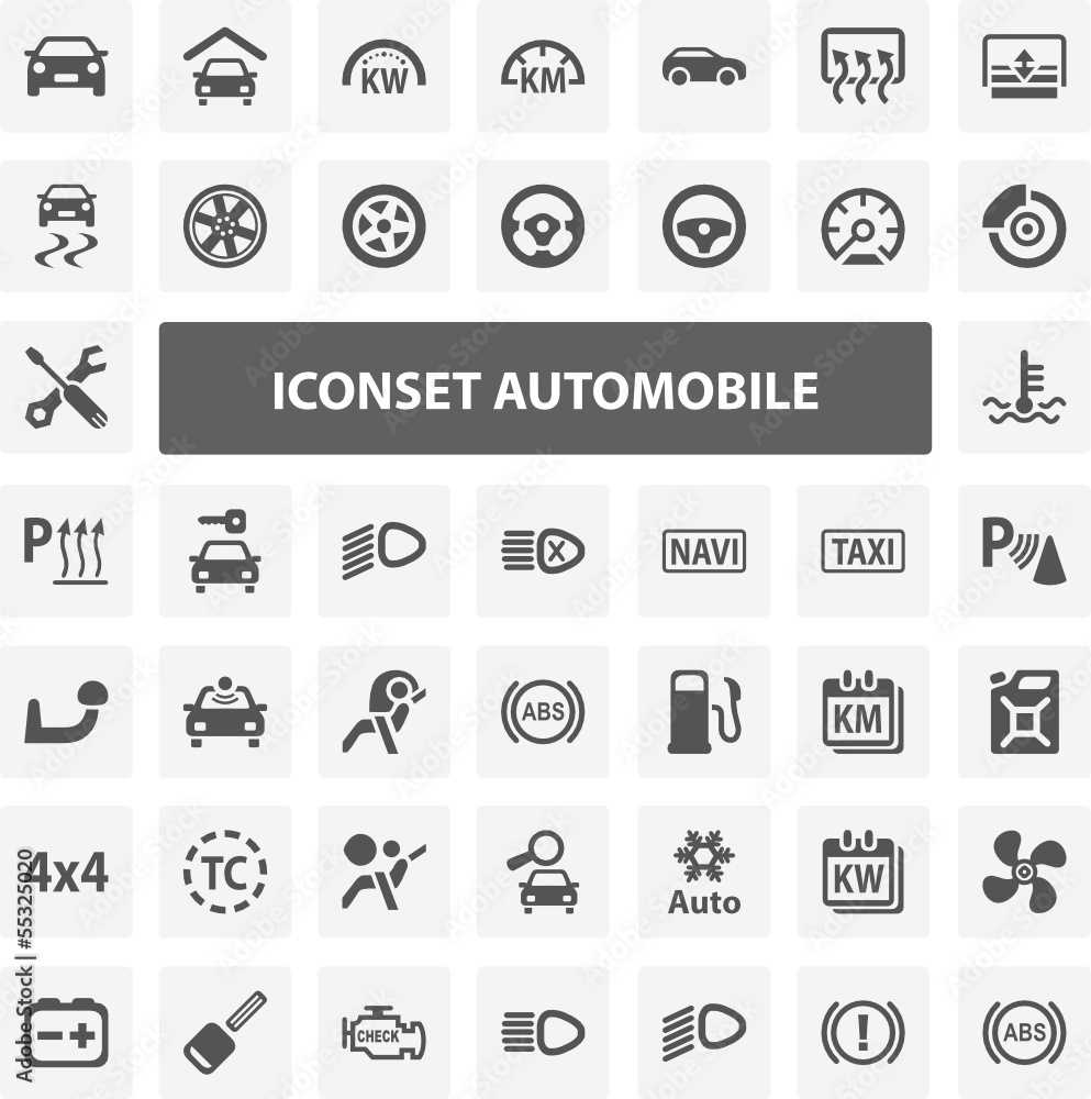 Website Iconset - Automobile 44 Basic Icons Stock Vector | Adobe Stock