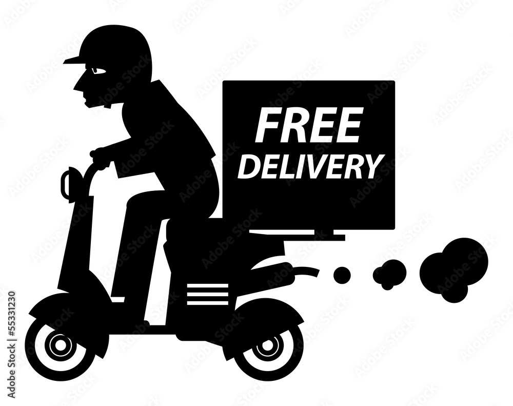 Delivery boy riding motor bike, vector illustration Stock Vector ...