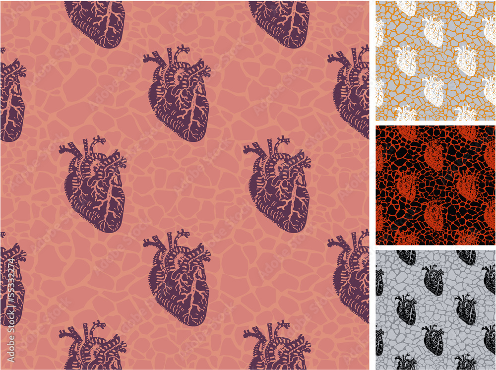 Human heart seamless pattern Stock Vector | Adobe Stock