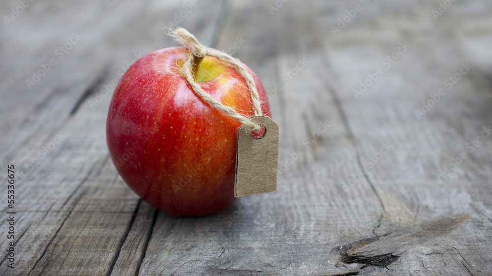 Red Apple with a Price Label Stock Photo | Adobe Stock