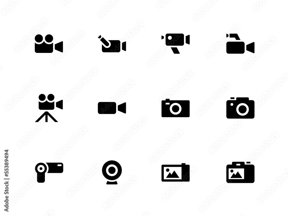 Camera icons on white background. Stock Vector | Adobe Stock