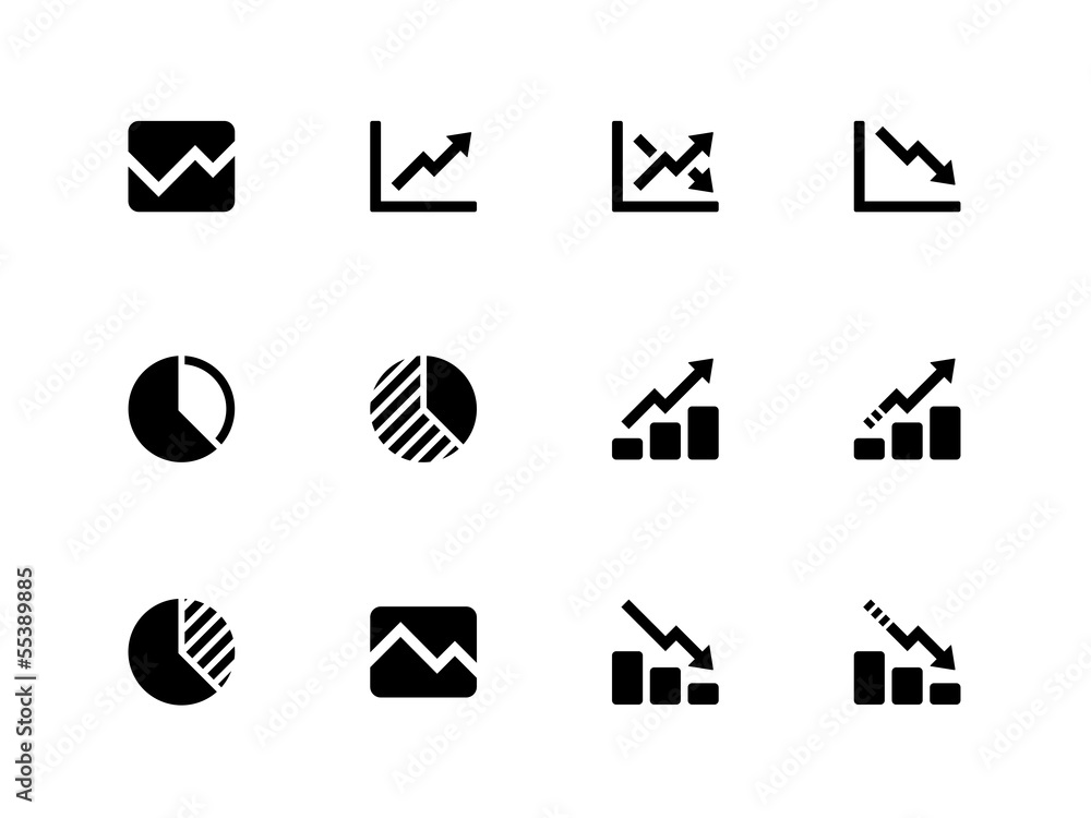 Line chart and Diagram icons on white background. Stock Vector | Adobe ...