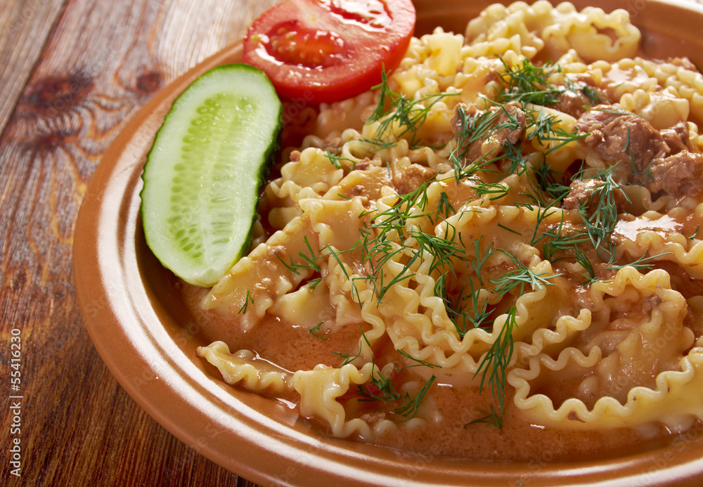 pasta mafalde with beef Stock Photo | Adobe Stock