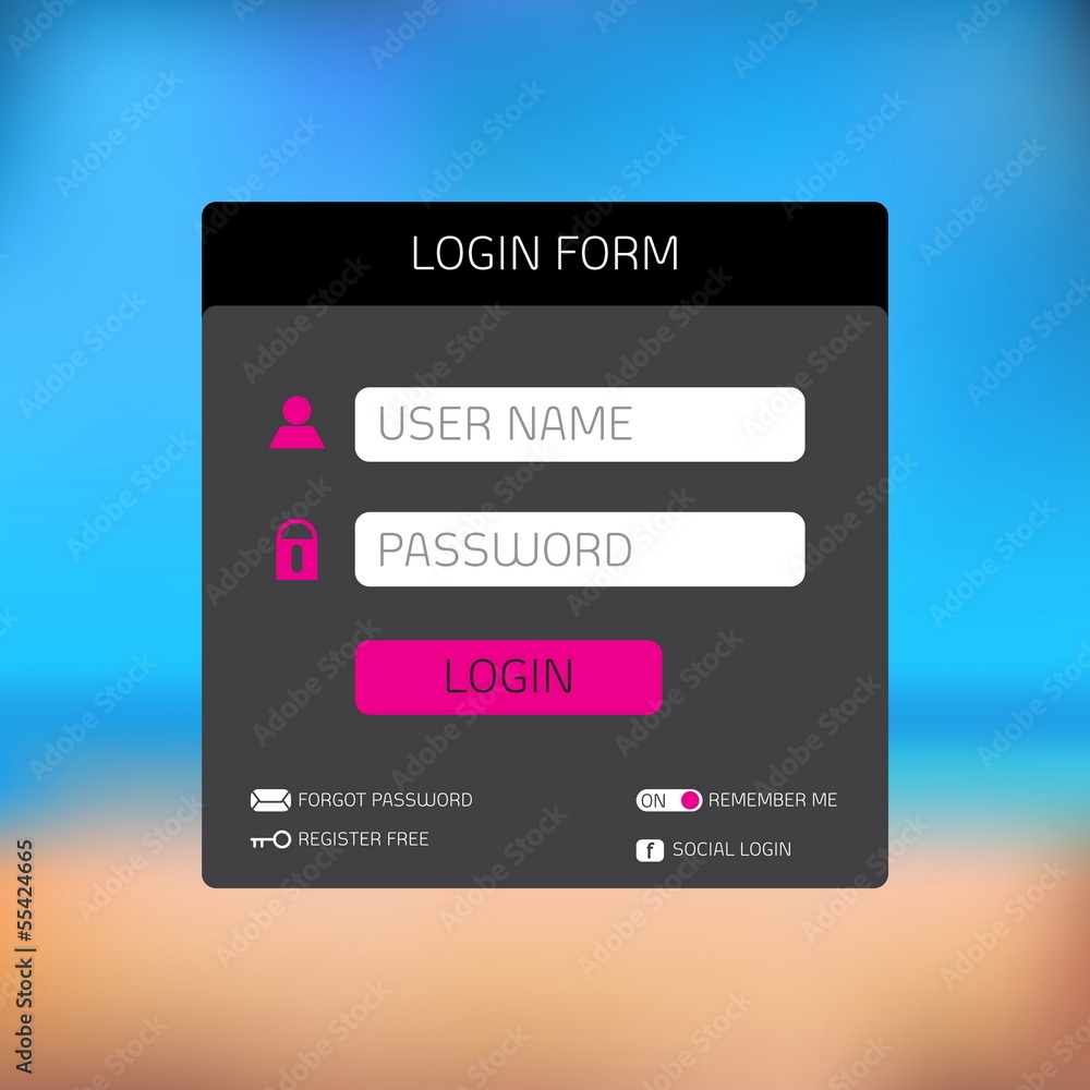 Dark login form template - vector design with simple modern flat Stock ... Dark login form template - vector design with simple modern flat Stock ...