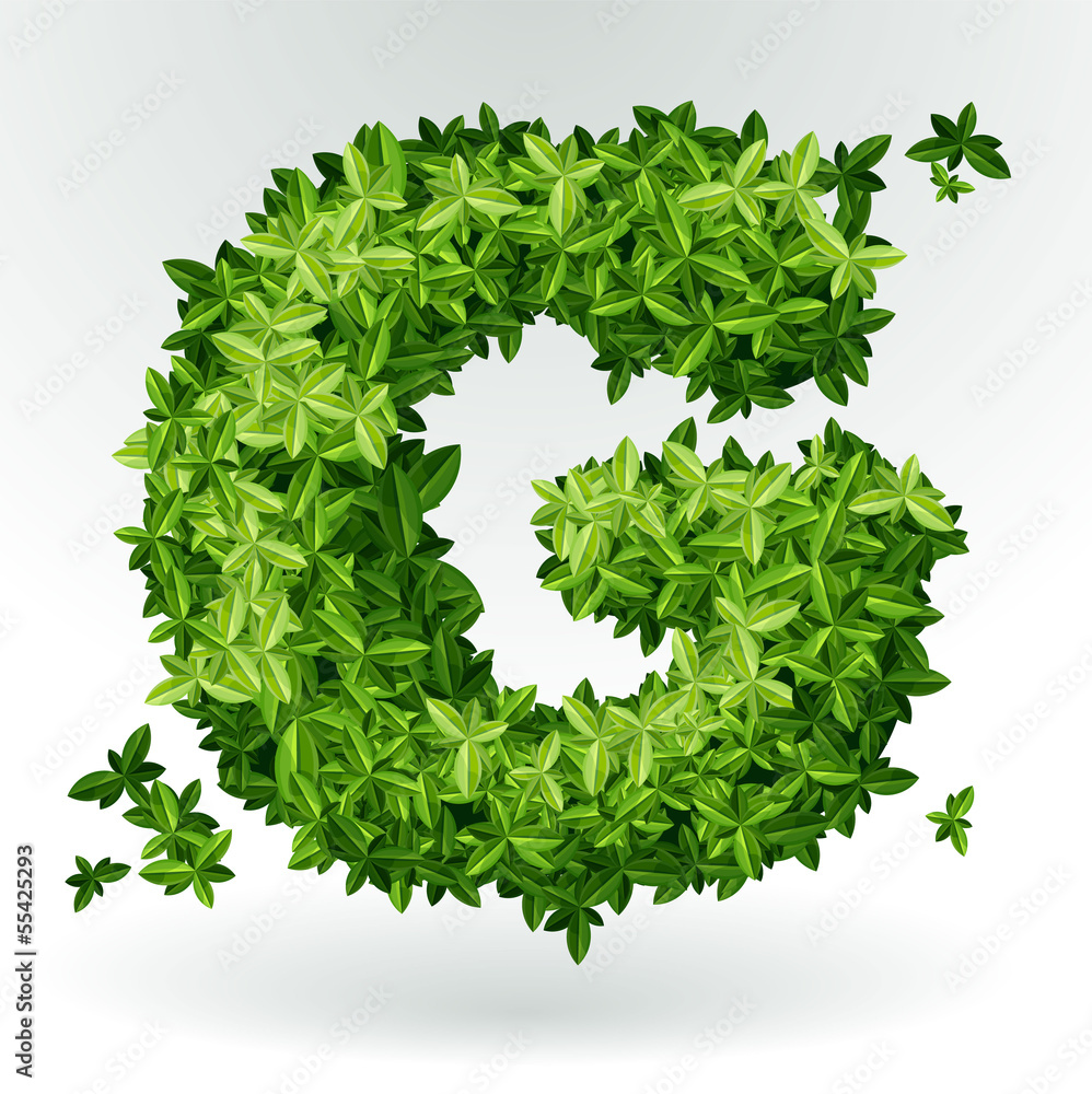 Letter G, green leaves summer vector alphabet. Stock Vector | Adobe Stock
