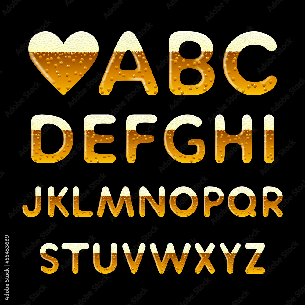 Beer alphabet. Vector set of letters in form of beer Stock Vector ...