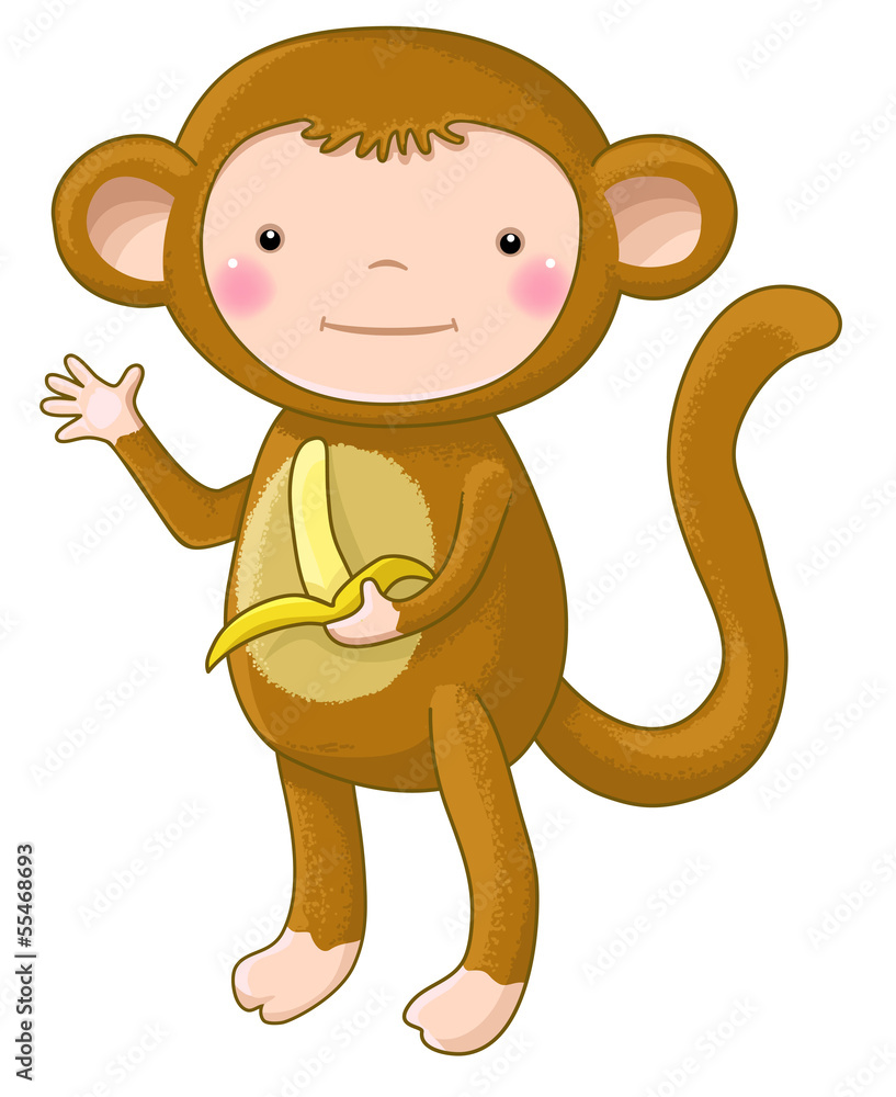 monkey cartoon character Stock Vector | Adobe Stock