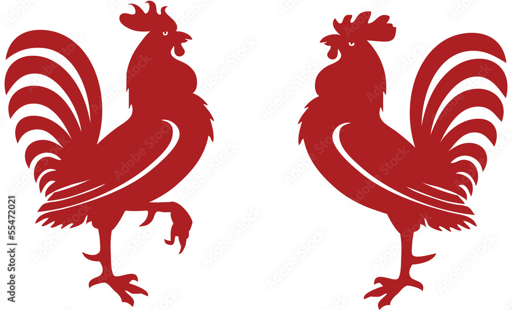 Stylised red rooster Stock Vector | Adobe Stock