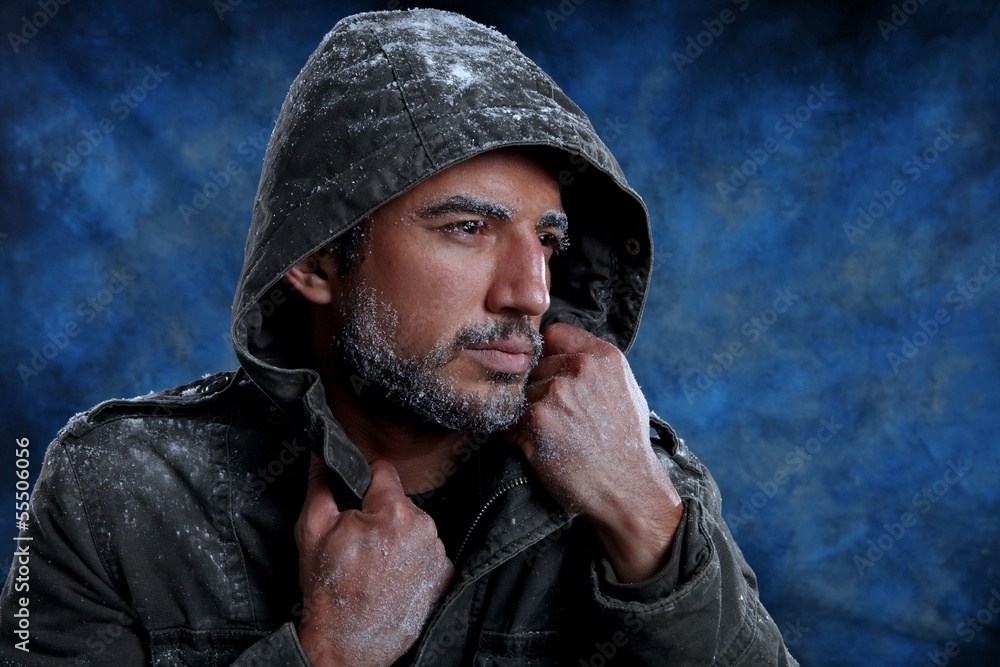 Man Freezing in Cold Weather Stock Photo | Adobe Stock