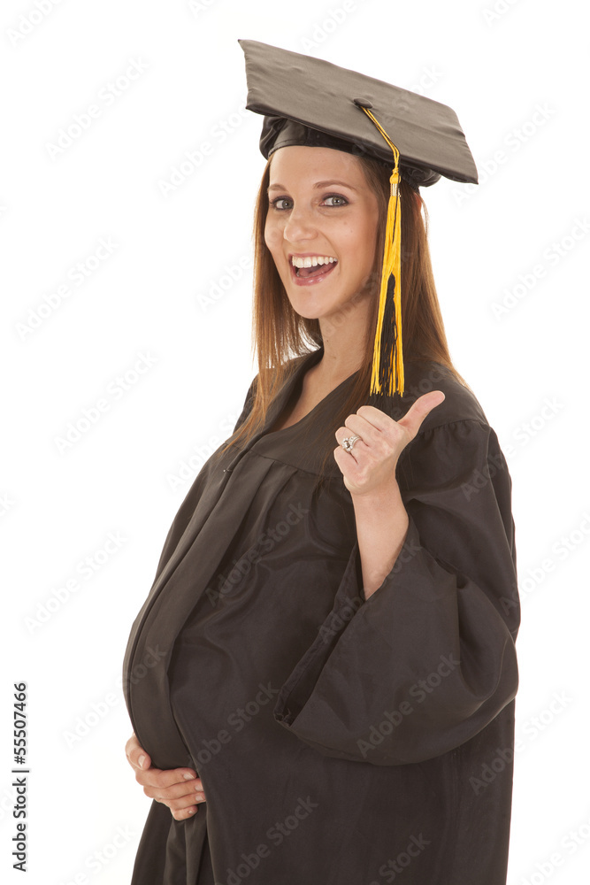 Graduation pregnant thumbs up side Stock Photo | Adobe Stock