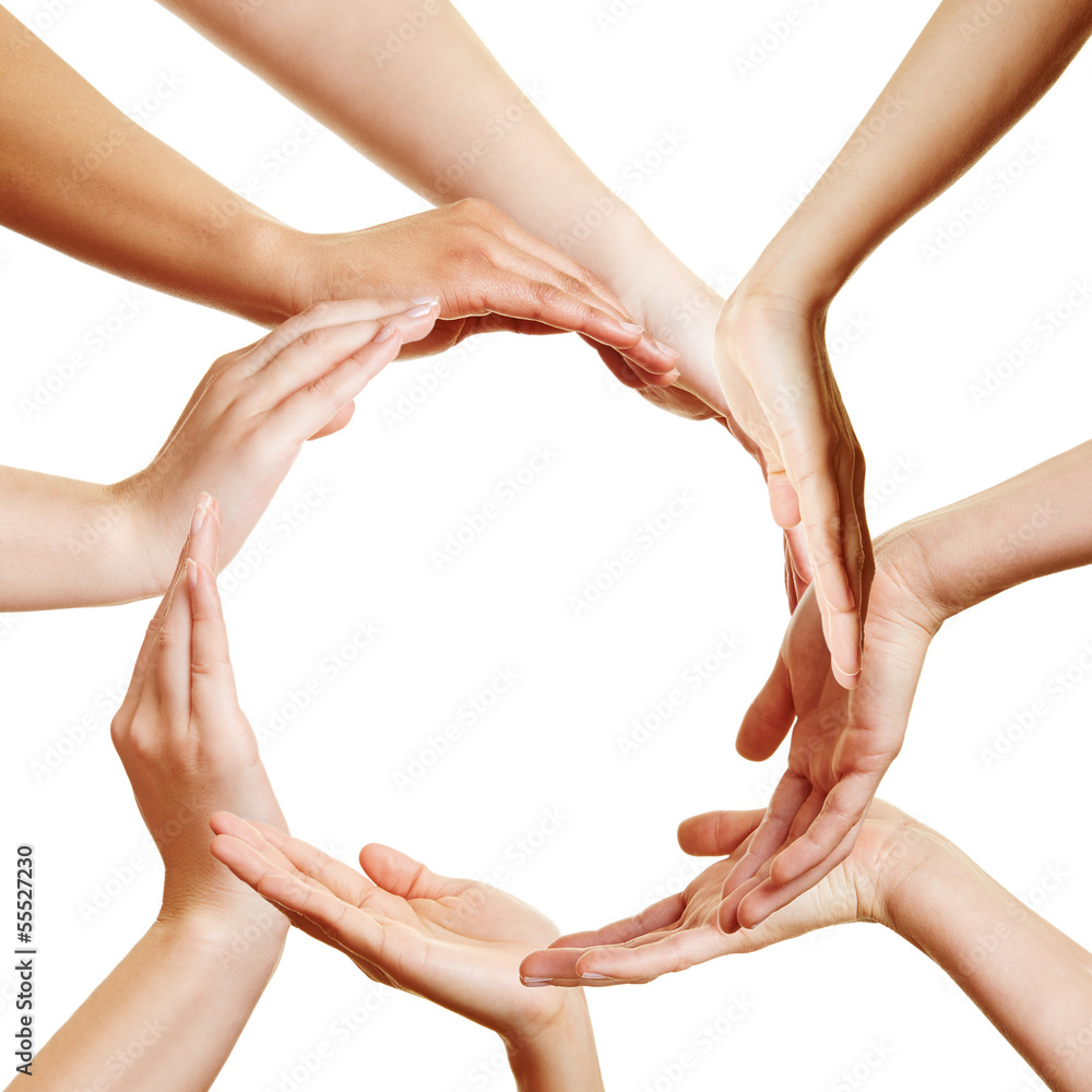 Many hands forming a circle Stock Photo | Adobe Stock