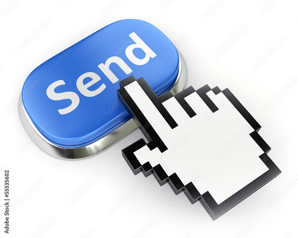 Blue Send button and hand cursor Stock Illustration | Adobe Stock
