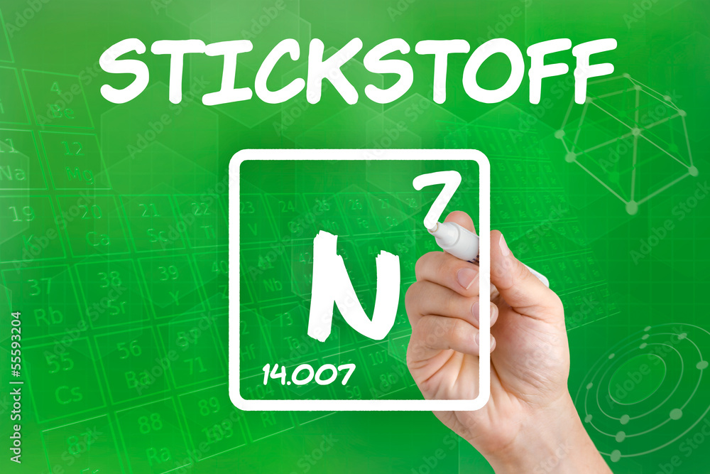 Symbol für das chemische Element Stickstoff Stock-Foto | Adobe Stock