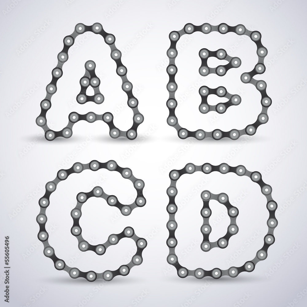 Vector alphabet letters made from Bicycle chain Stock Vector | Adobe Stock