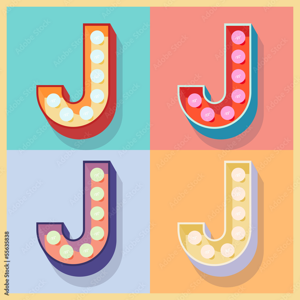 Vector of simple and clear flat lamp alphabet. Letter J Stock Vector ...