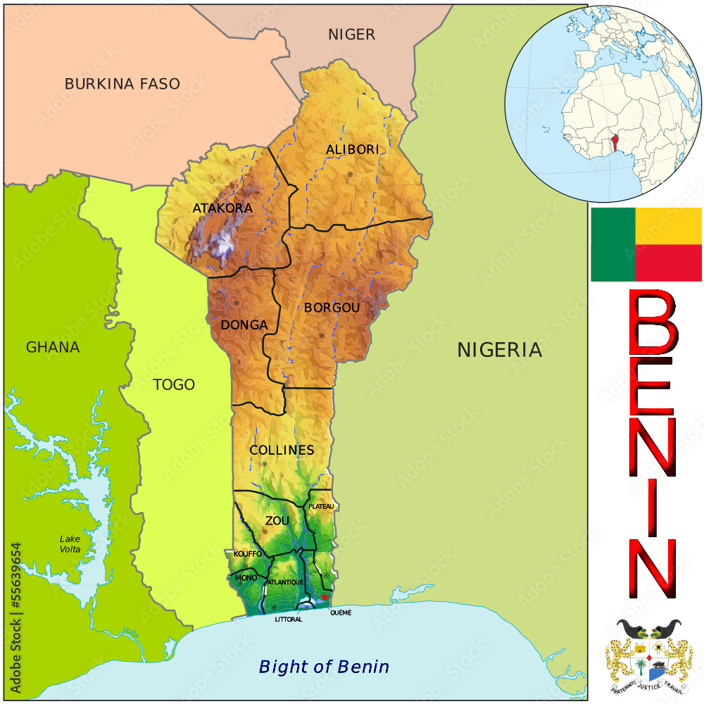 Benin Africa national emblem map symbol location Stock Vector | Adobe Stock