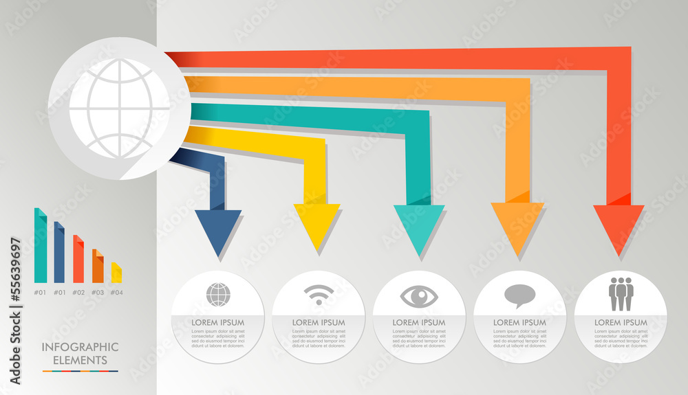 Colorful infographic diagram global media icons illustration. Stock ...