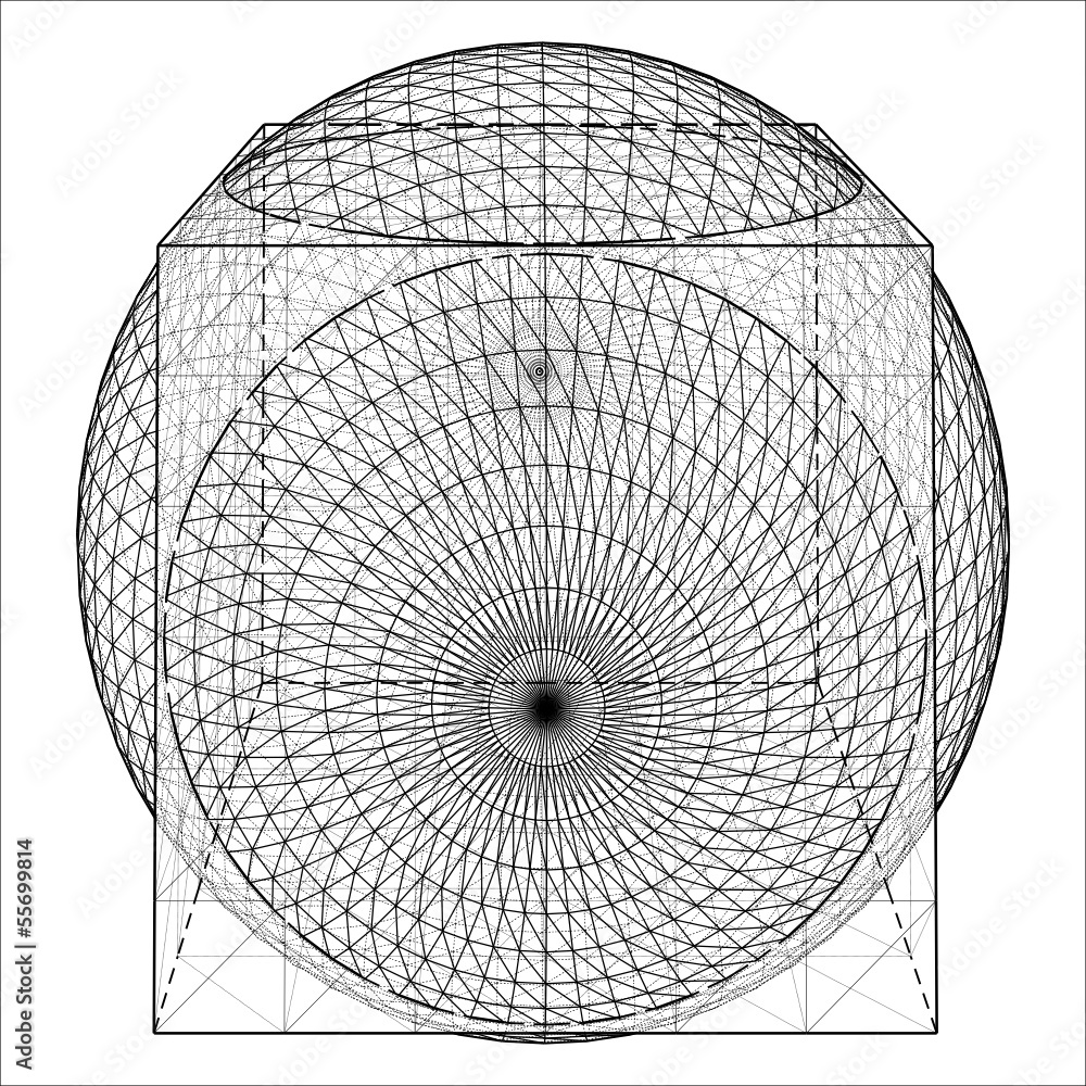 Geometric Intersection Of Cube And Sphere Vector Stock Vector | Adobe Stock
