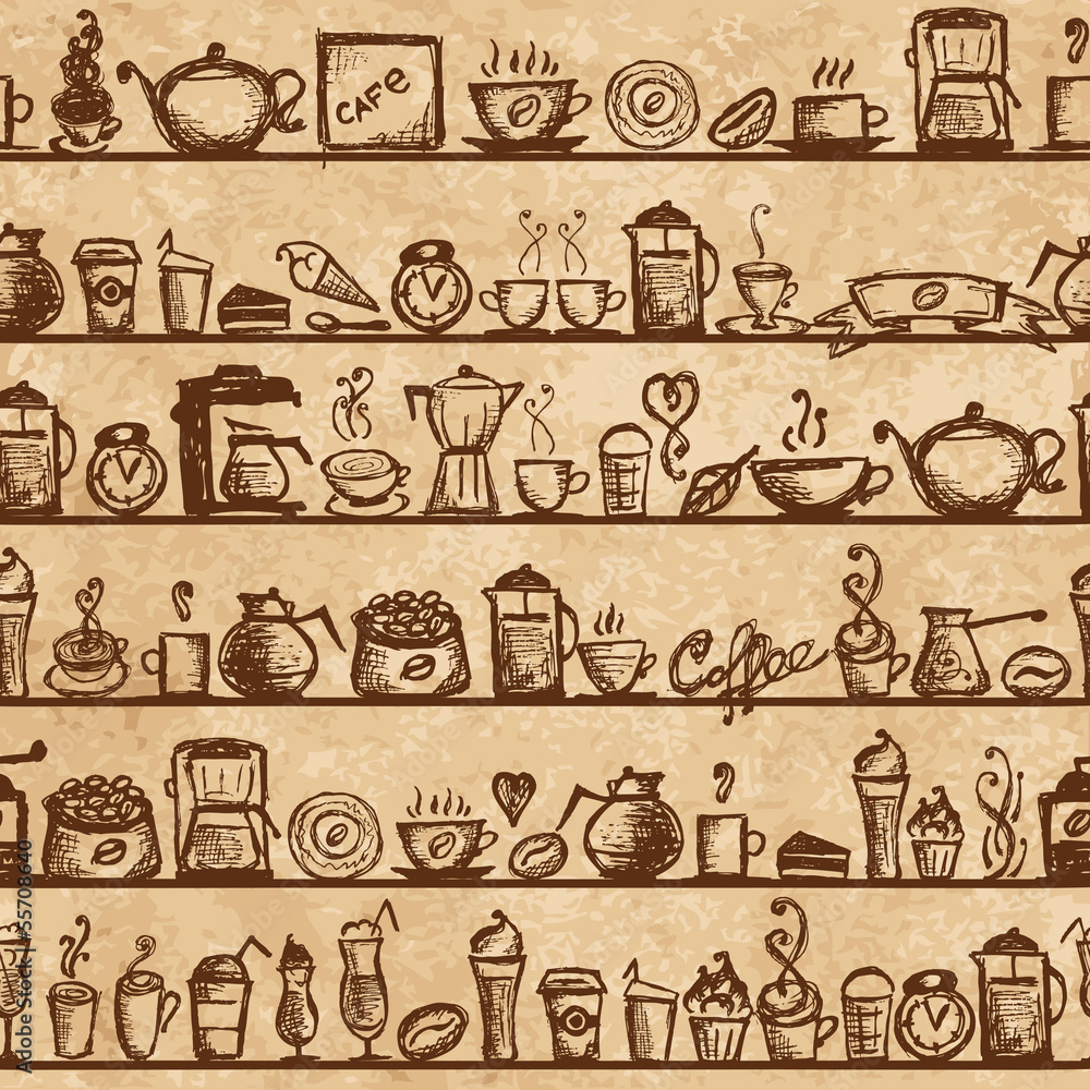 Coffee time, seamless background for your design Stock Vector | Adobe Stock