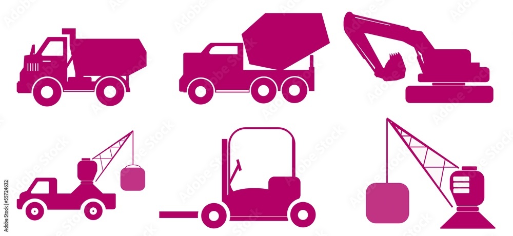 Engins de chantier en 6 icônes Stock Illustration | Adobe Stock
