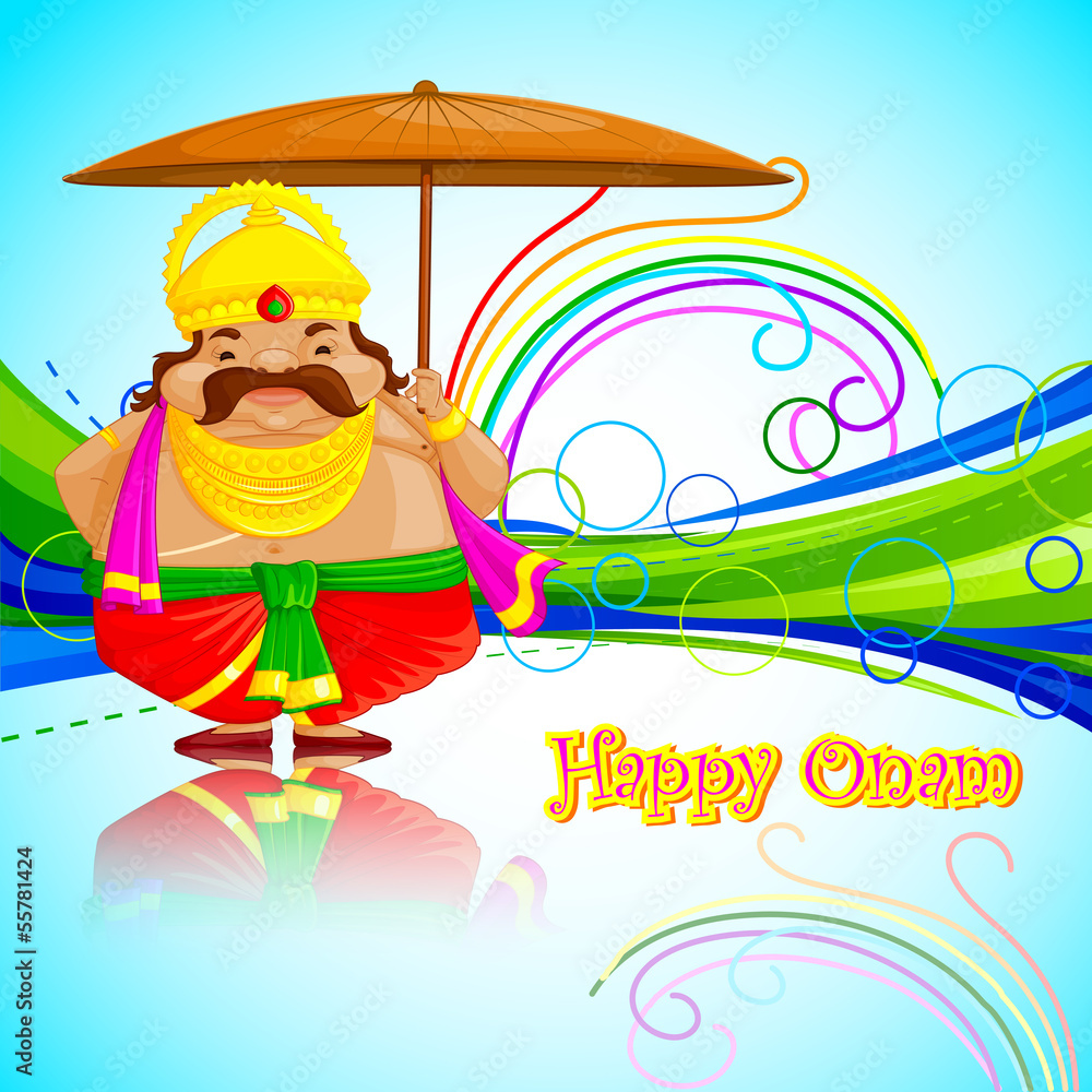 vector illustration of King Mahabali wishing Happy Onam Stock Vector ...
