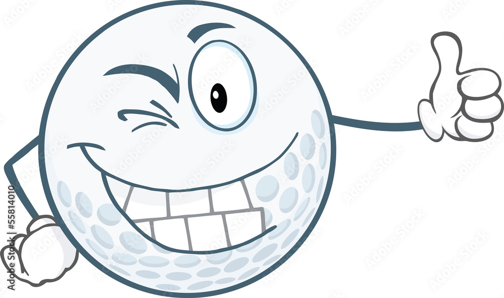 Winking Golf Ball Cartoon Character Holding A Thumb Up Stock Vector ...