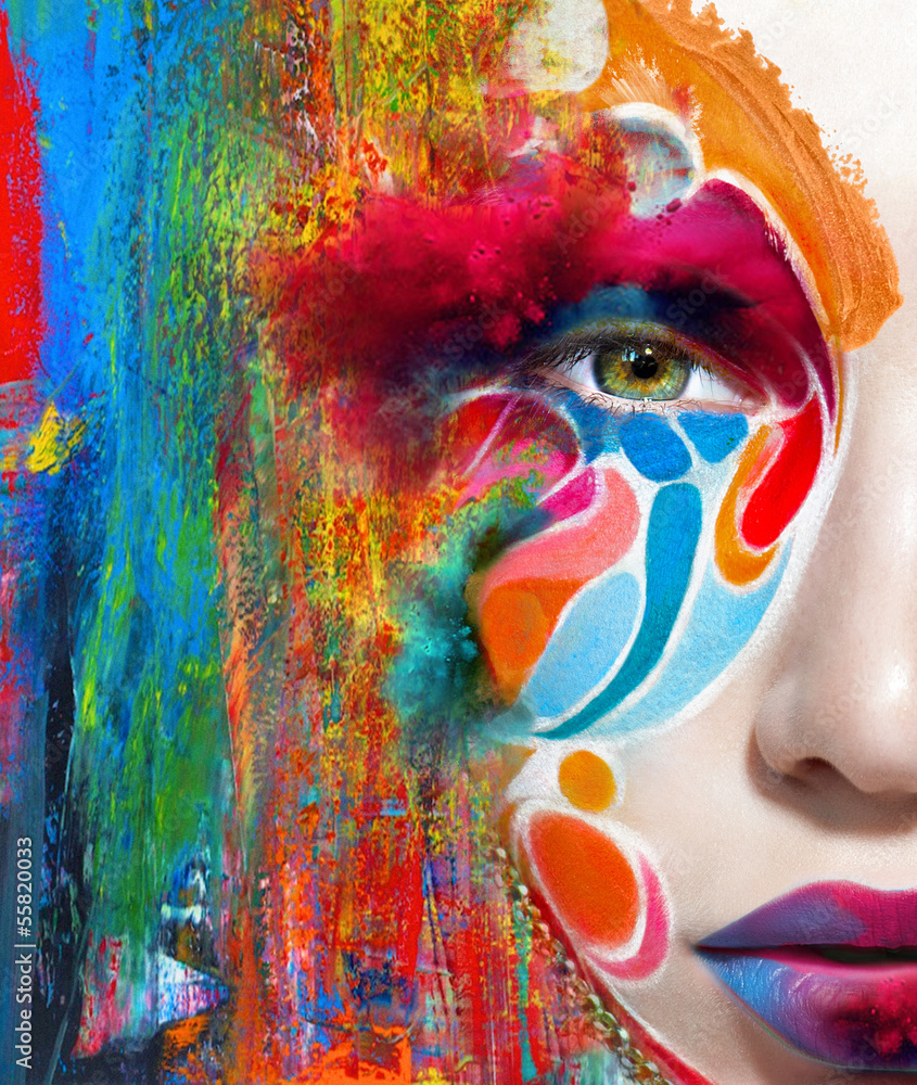 color face art woman close up portrait Stock Photo | Adobe Stock