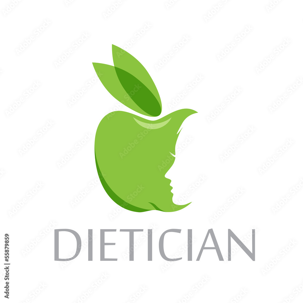 Vector logo diet, dietician. Green apple Stock Vector | Adobe Stock