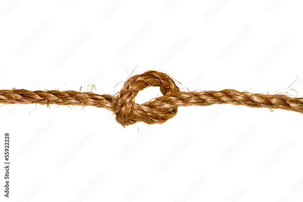 Collection set of ropes with knot isolated on white background Stock ...