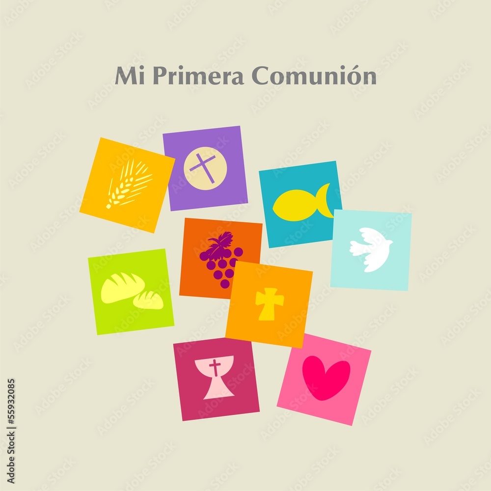 MI PRIMERA COMUNION vector de Stock | Adobe Stock