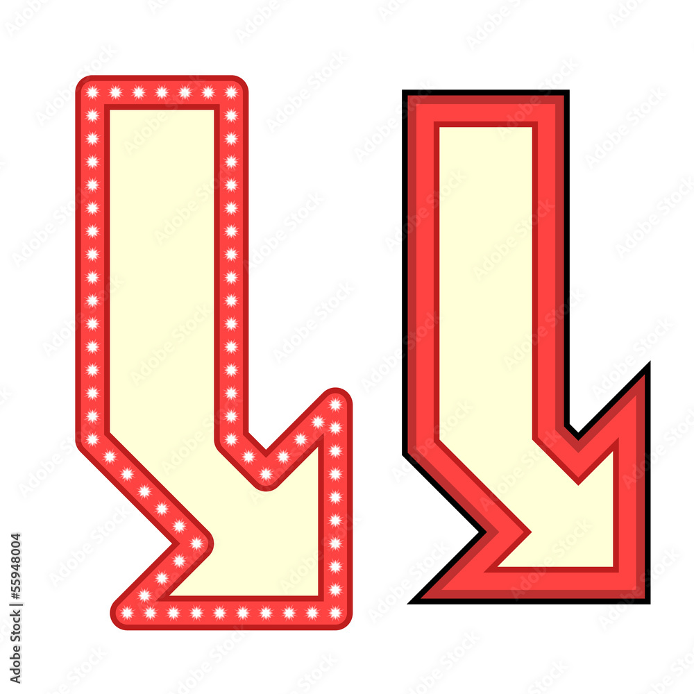 Vector Lightbulb and Bevelled Arrow Signs Isolated on White Stock ...