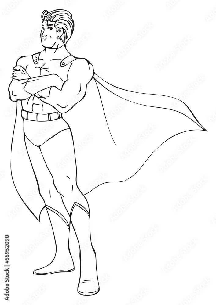 Outline illustration of a superhero Stock Vector | Adobe Stock