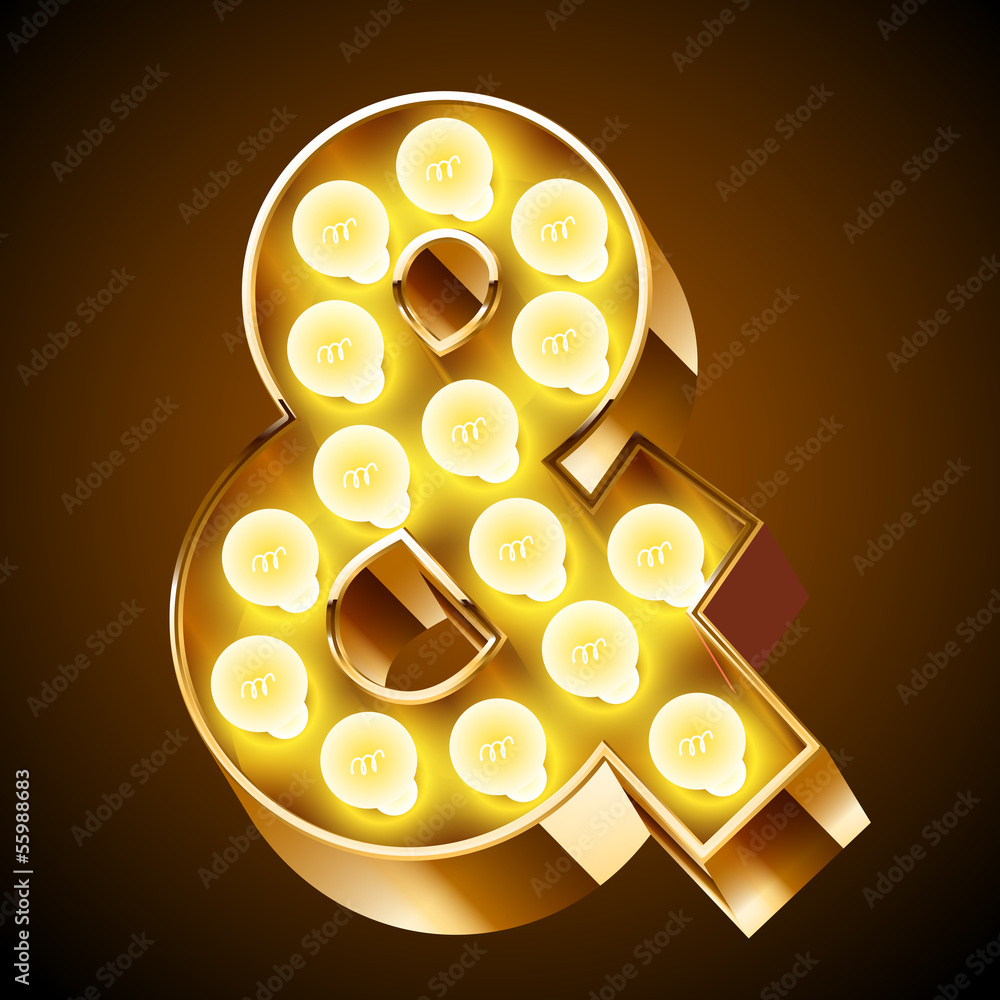 Old lamp alphabet for light board. Symbols Stock Vector | Adobe Stock