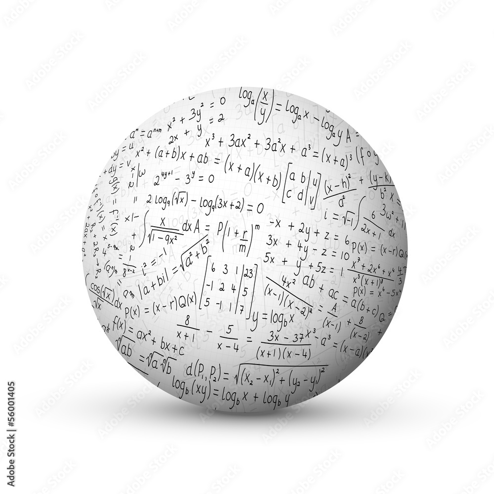"MATHEMATICS" Sphere (science math maths x y equations symbols) Stock ...
