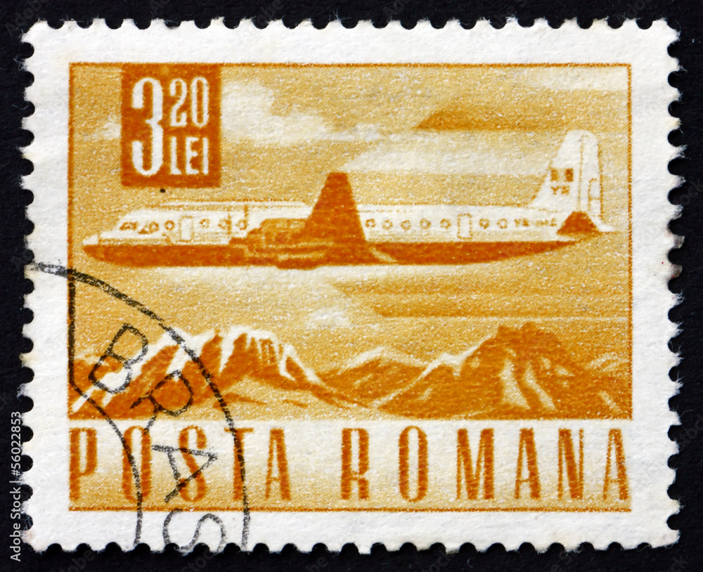 Postage stamp Romania 1968 Jet Plane Stock Photo | Adobe Stock