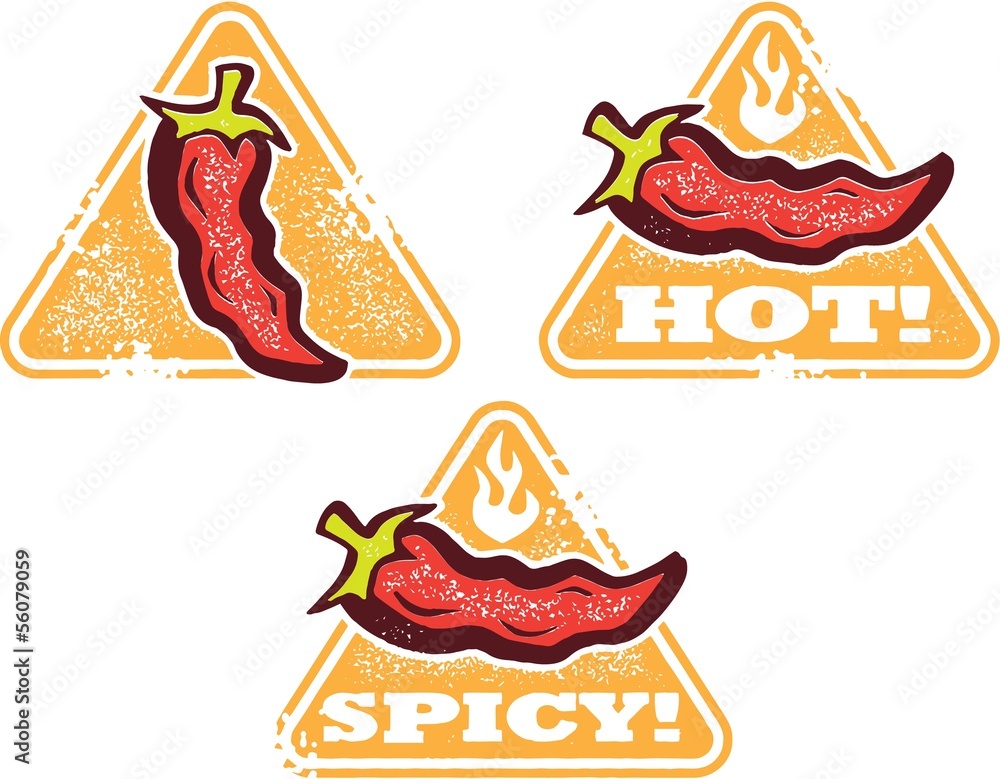Hot and Spicy Pepper Signs Stock-Vektorgrafik | Adobe Stock