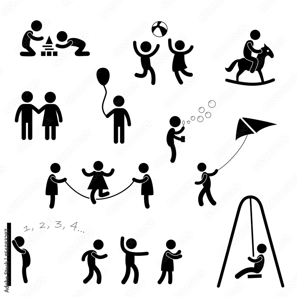 Set Piktogramm Kind Vektor Silhouette เวกเตอร์สต็อก | Adobe Stock