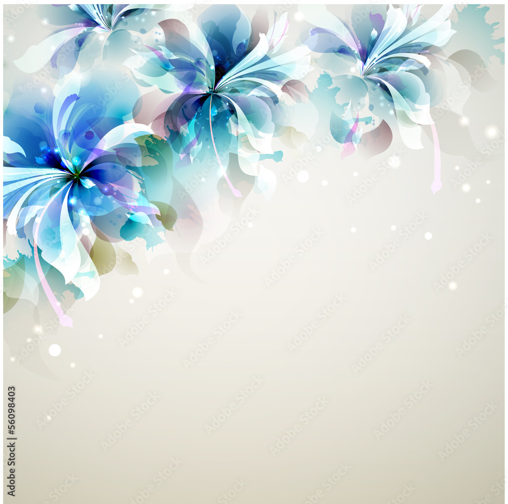 Tender background with blue abstract flowers in the corner Stock Vector ...